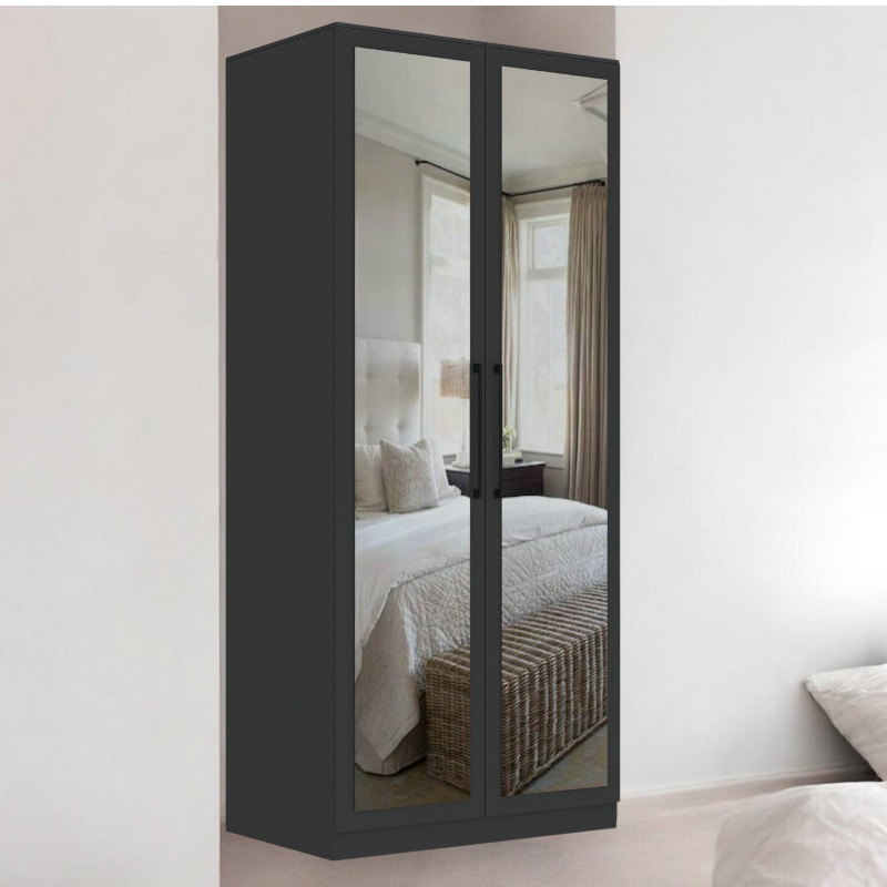 Parma Graphite 2 Door 2 Mirrored Door Wardrobe | Flat Pack Bedroom ...