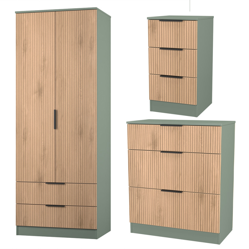 Java Tall 2 Drawer 3 Piece Set | Ready Assembled Bedroom Furniture ...